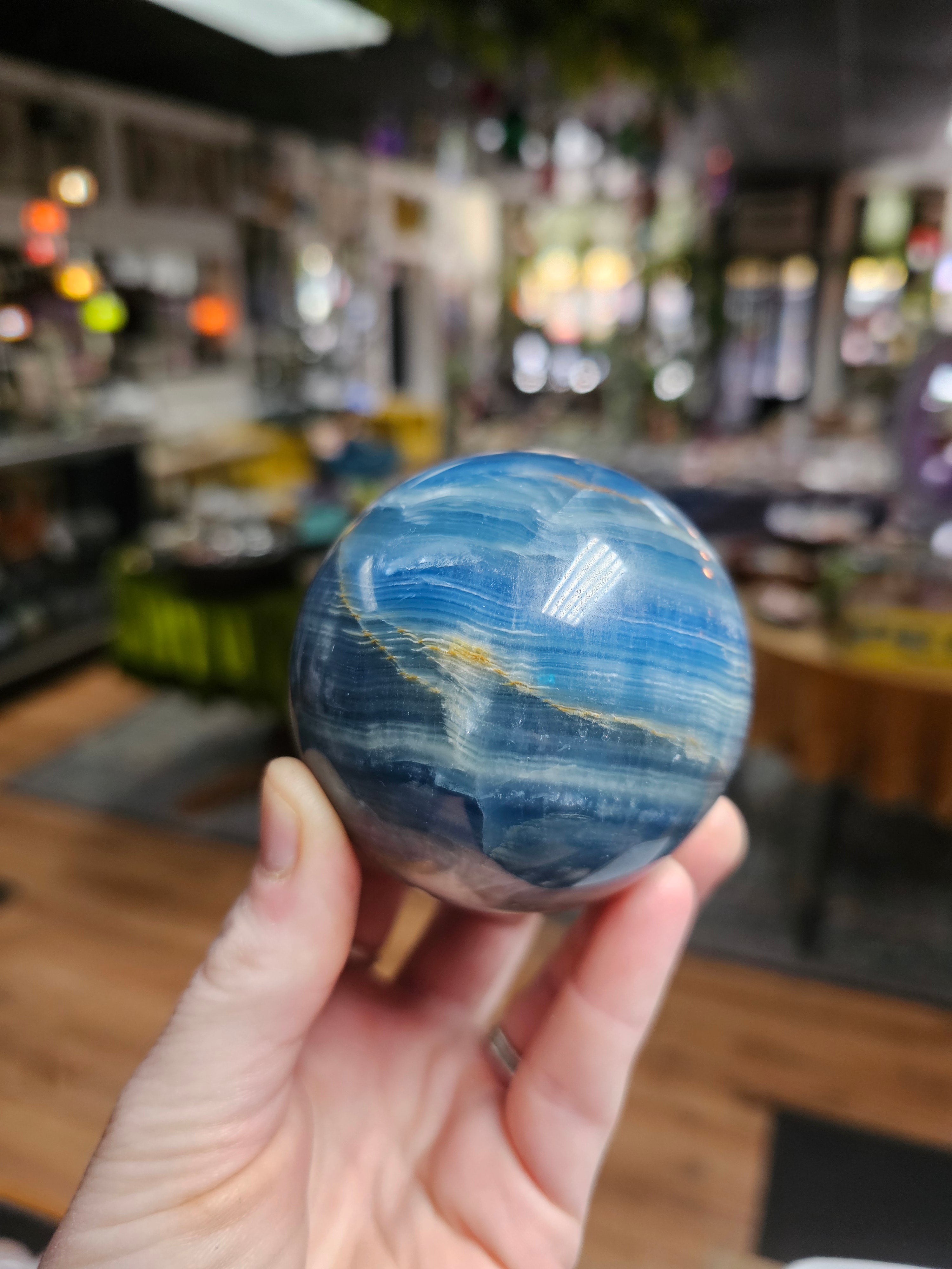 Blue Onyx Sphere ( Calcite) – The Crystal Cellar
