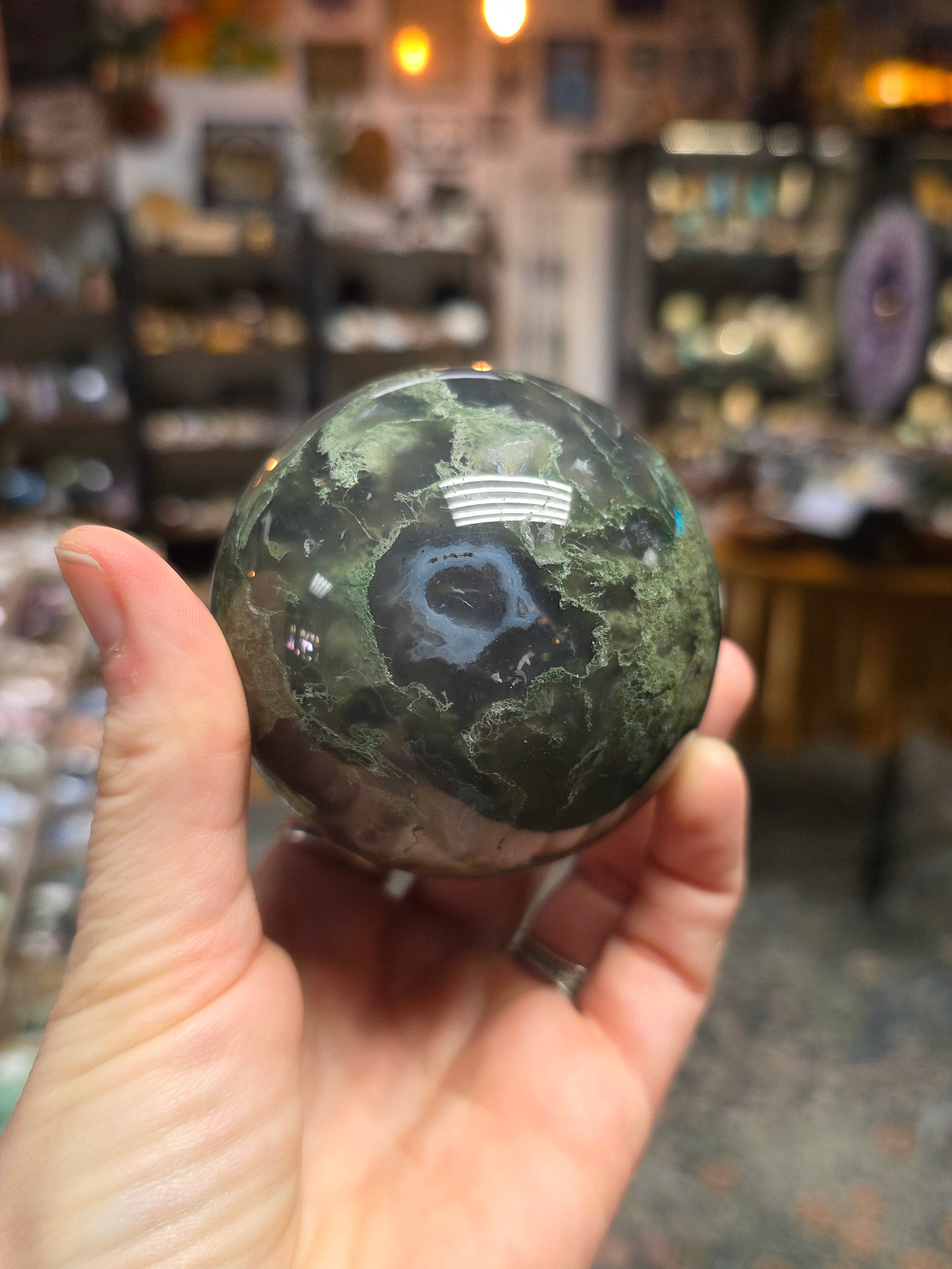 Moss Agate Sphere – The Crystal Cellar
